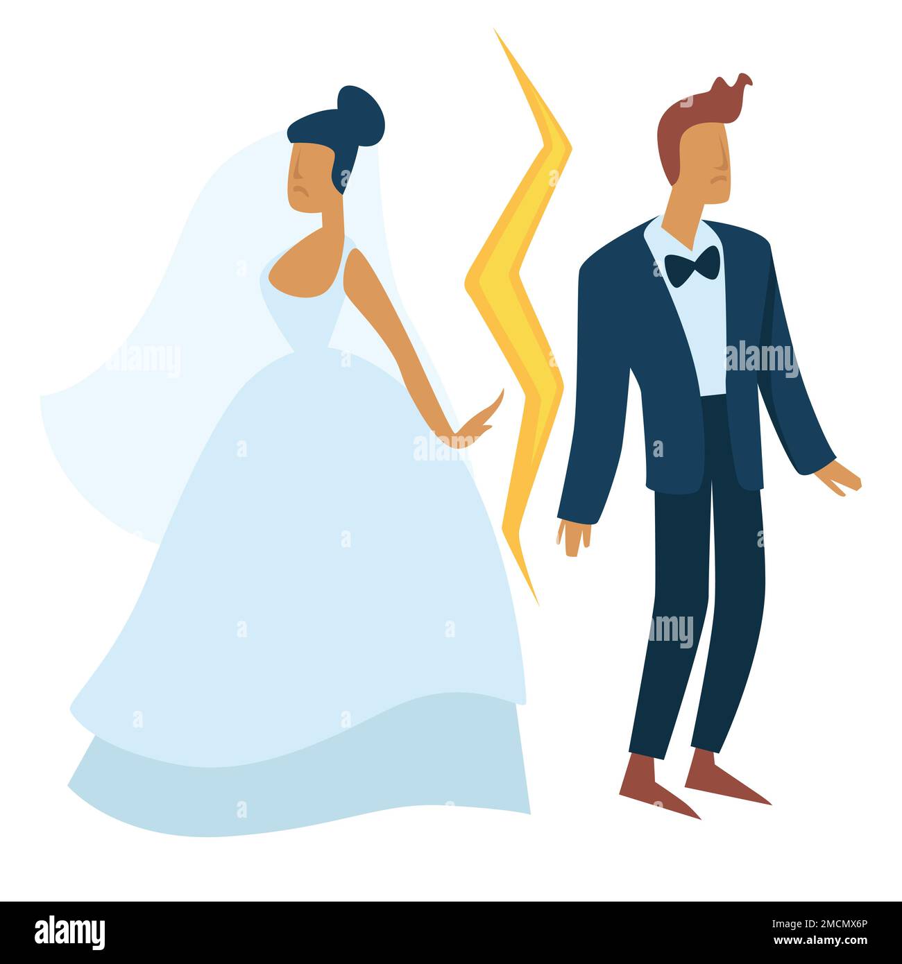 Divorce and family separation bride and groom wedding breakdown Stock ...