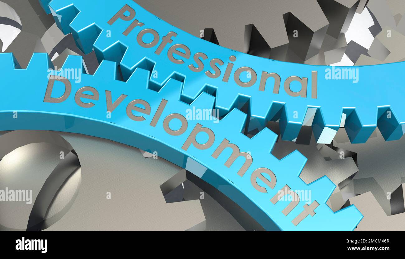 Professional development word on gears, 3d rendering Stock Photo - Alamy