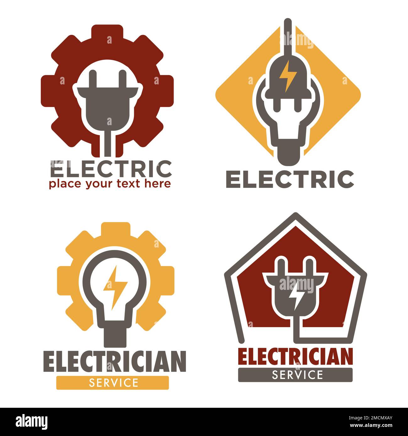 Electrician service isolated icons electricity repair works Stock ...