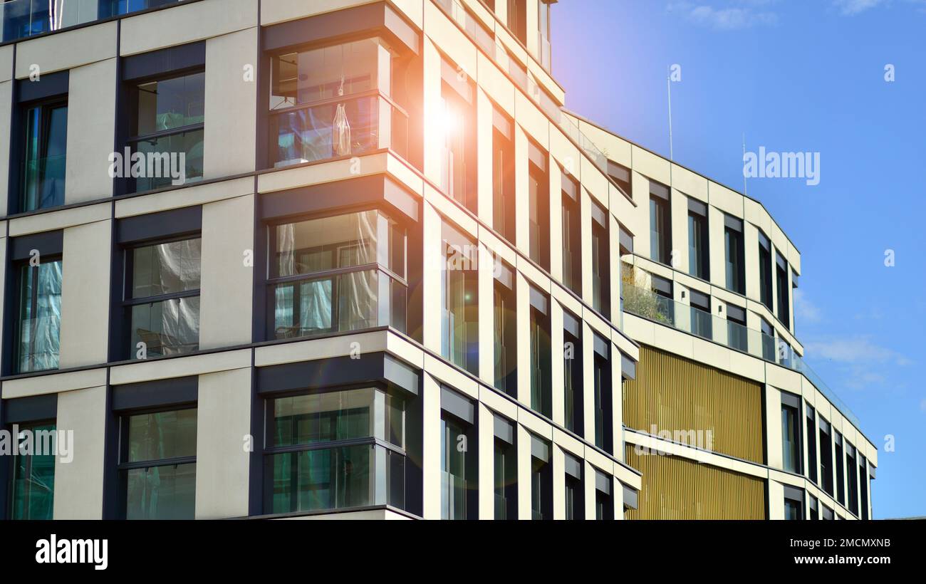 Exterior of a high modern multi-story apartment building - facade ...