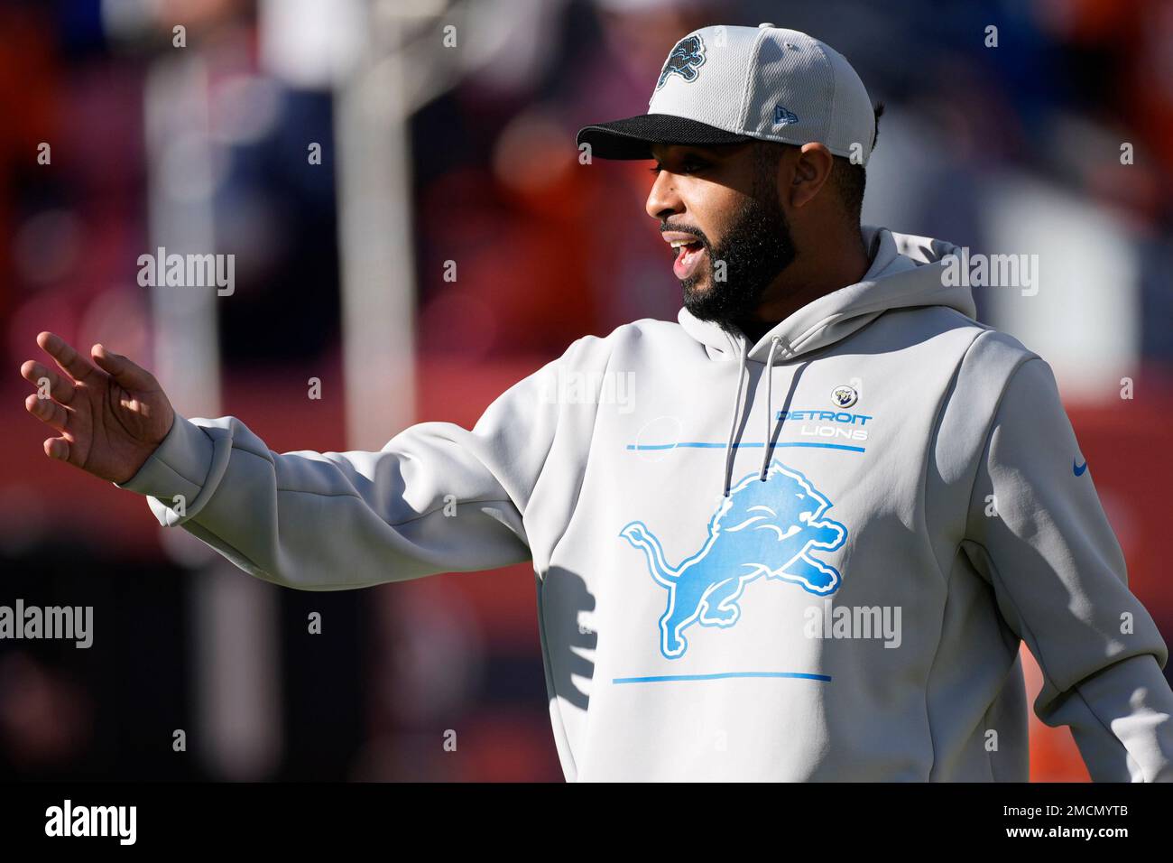 Detroit Lions assistant special teams coach Jett Modkins before an NFL ...