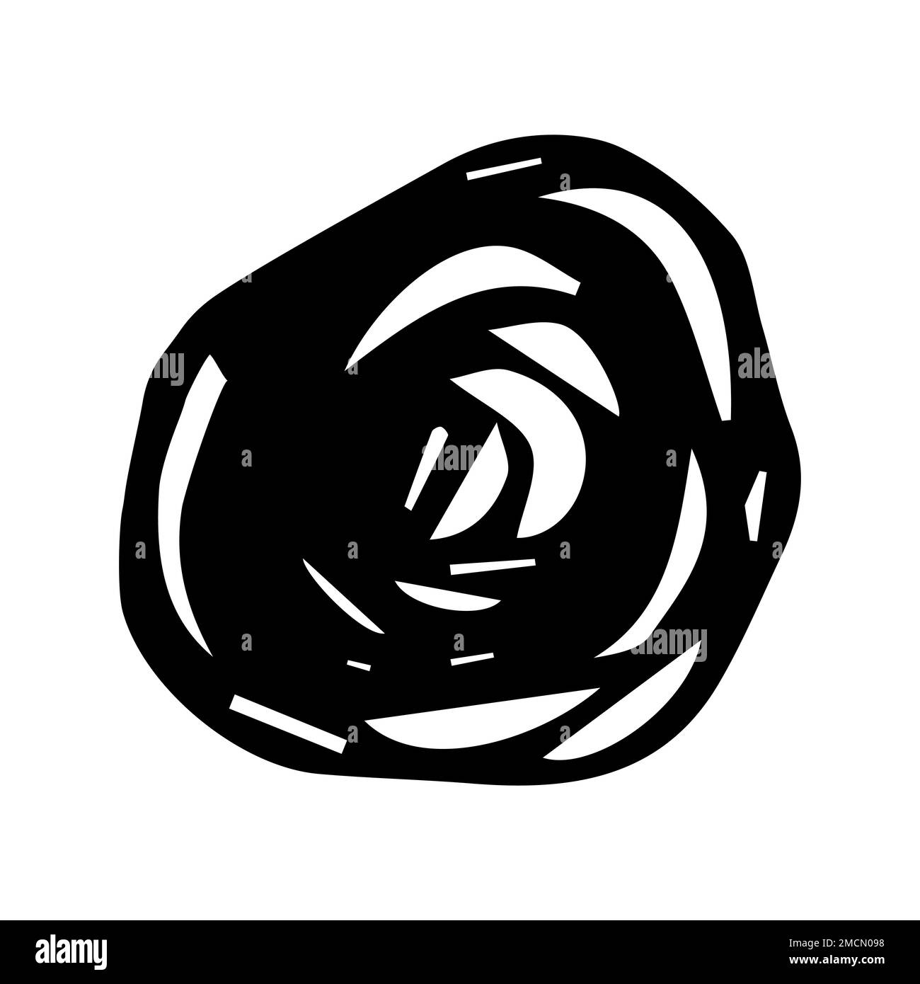 Vector grunge round brush. Black stroke, stain, ink, tangled image. A ...