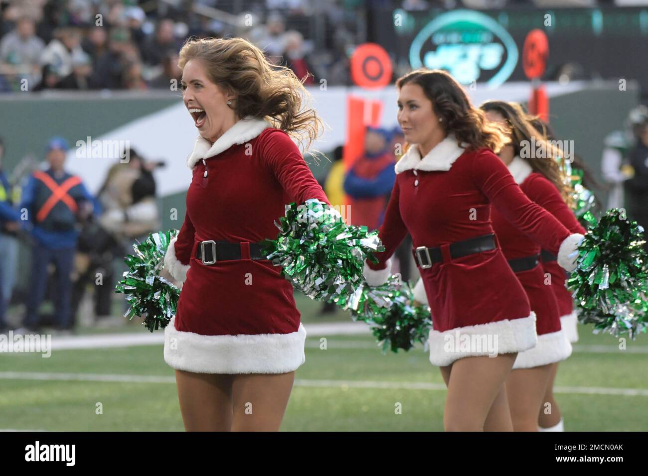 Cheerleaders perform during the second half of an NFL football game ...