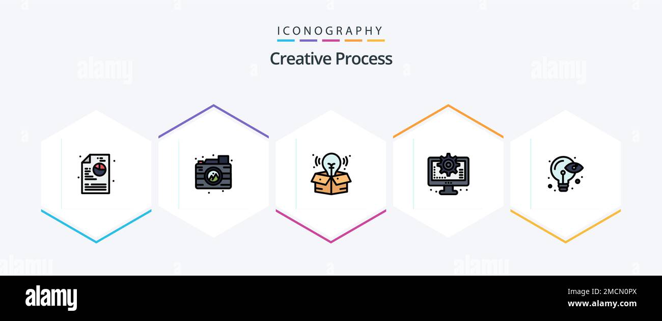 Creative Process 25 FilledLine icon pack including idea. process. process. creative. process ...