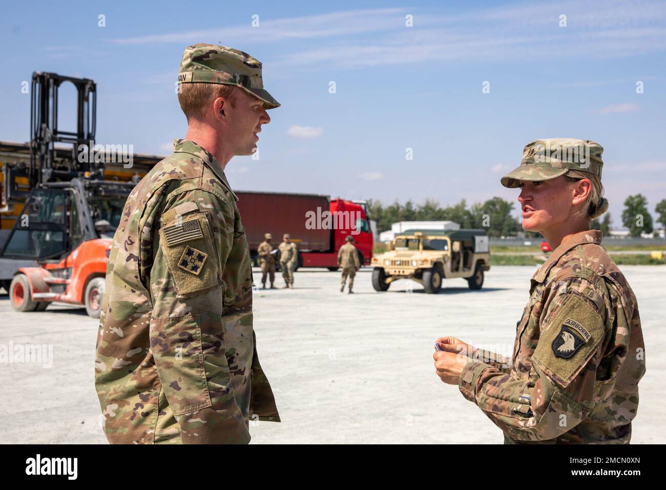 U.S. Army Capt. Kelsey Haslam, commander assigned to Headquarters and ...