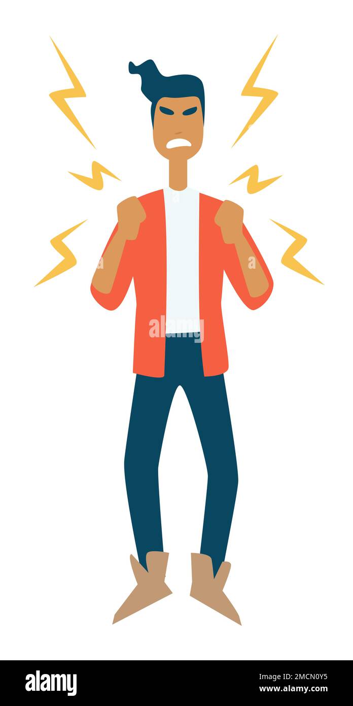 Angry teen isolated male character puberty and aggression Stock Vector ...