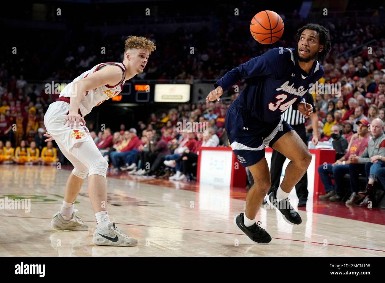 Jackson State forward Terence Lewis II (34) runs down a loose ball ...