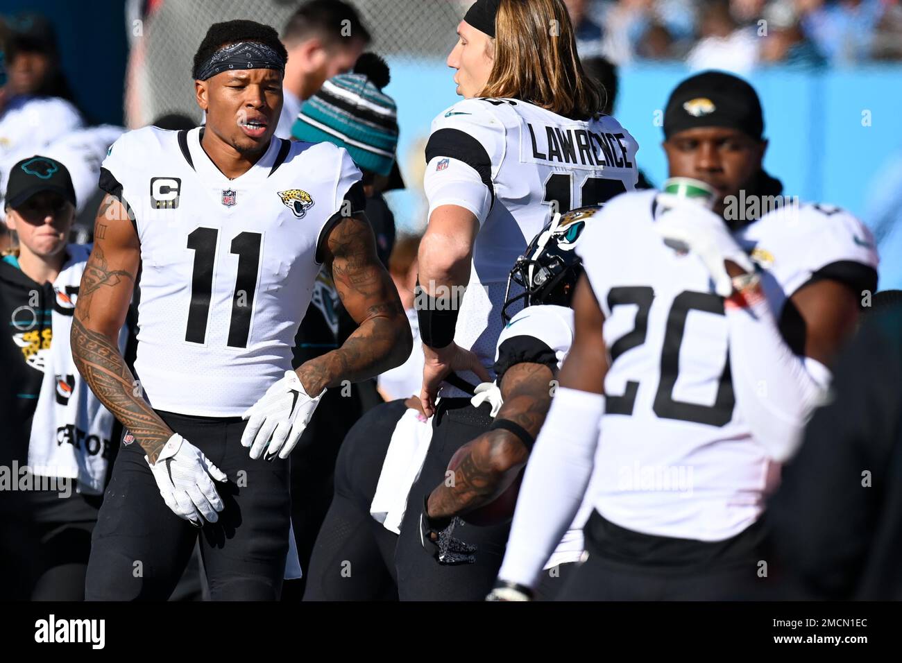 Jacksonville Jaguars wide receiver Marvin Jones (11) walks the ...