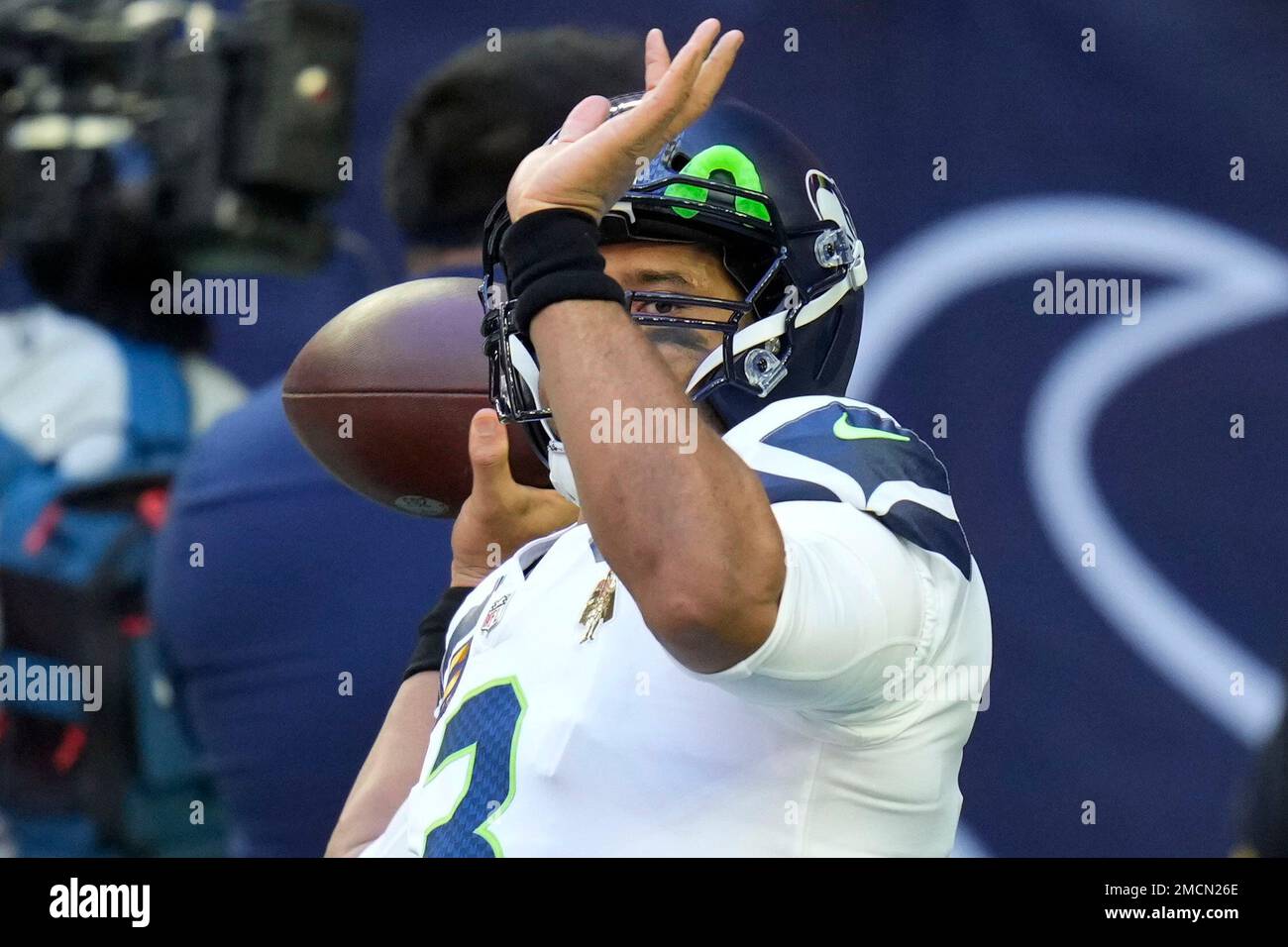 Seattle Seahawks quarterback Russell Wilson (3) prepares for an NFL ...
