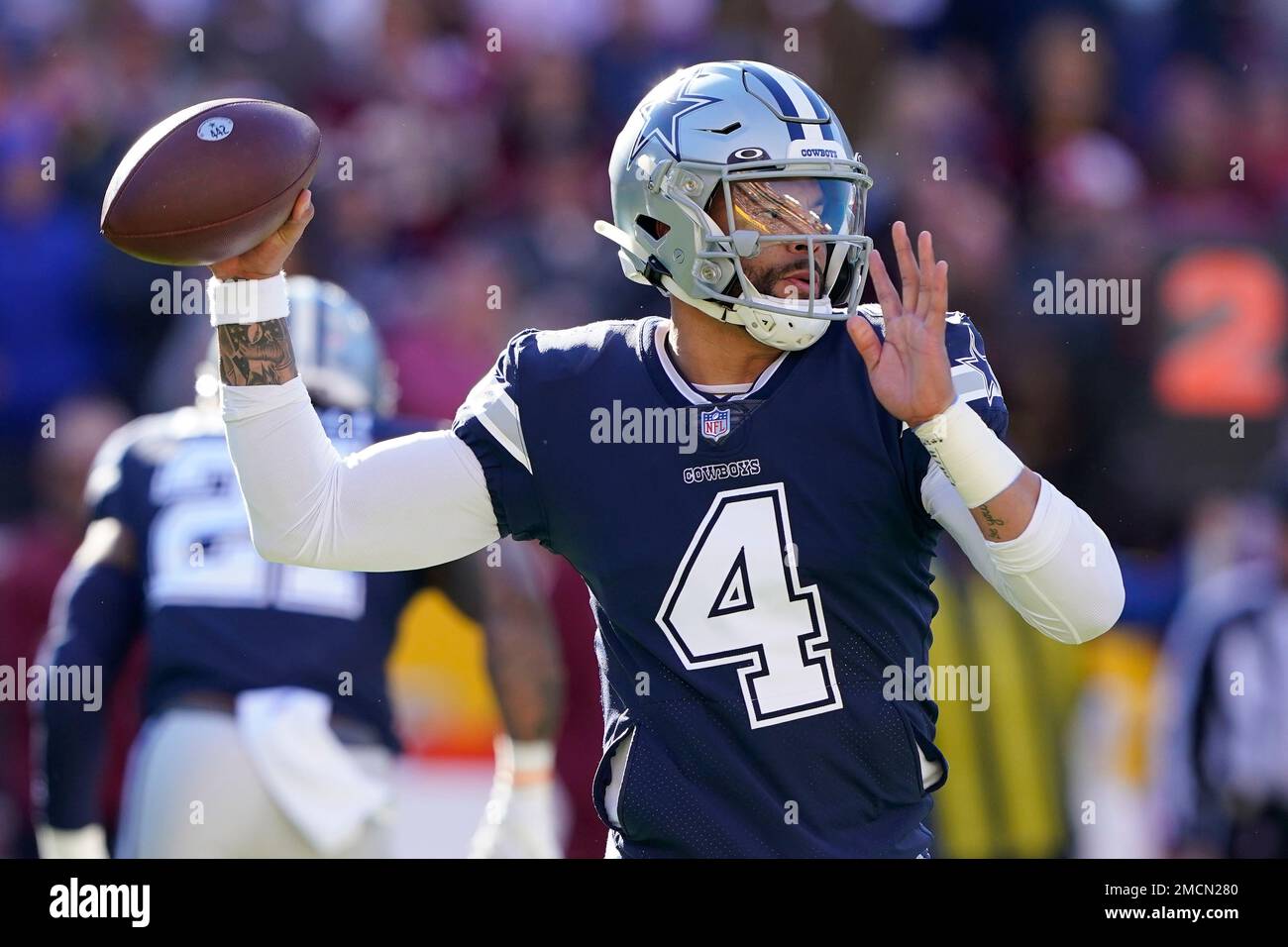 Dallas Cowboys quarterback Dak Prescott (4) throwing the ball during ...