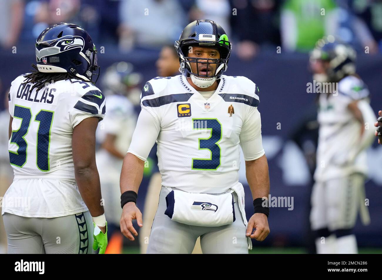 Seattle Seahawks quarterback Russell Wilson (3) prepares for an NFL ...