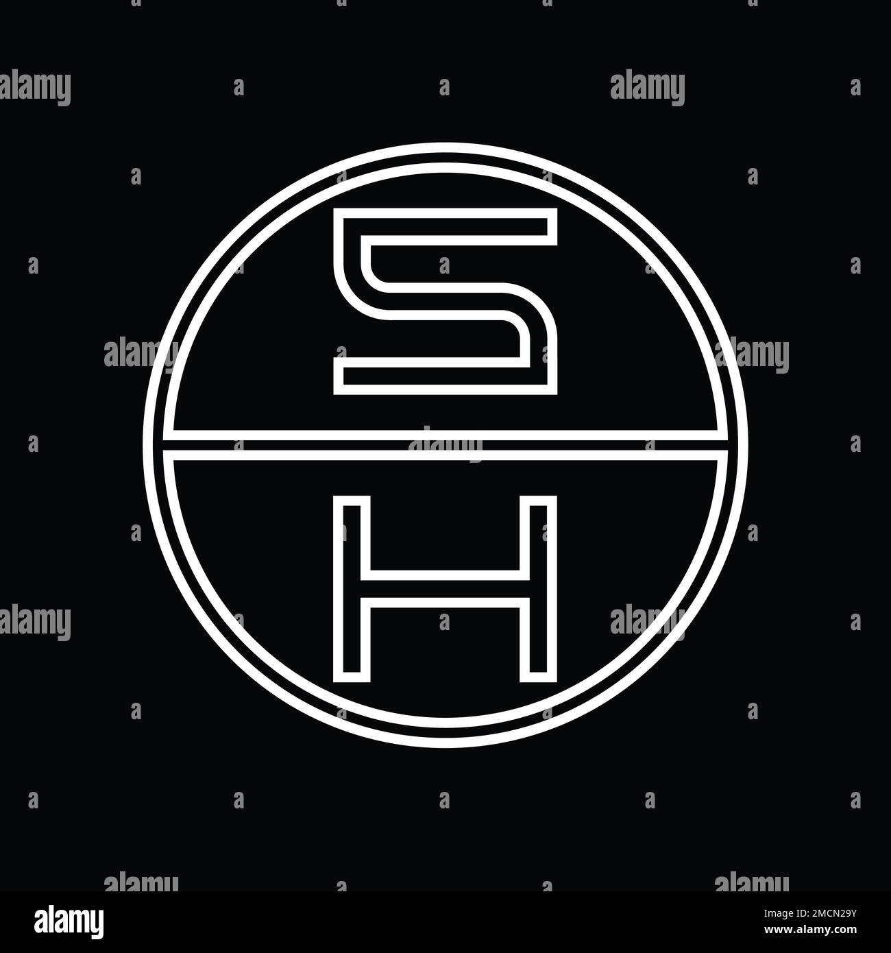 HS Logo monogram abstract inside circle stripe vector images design ...
