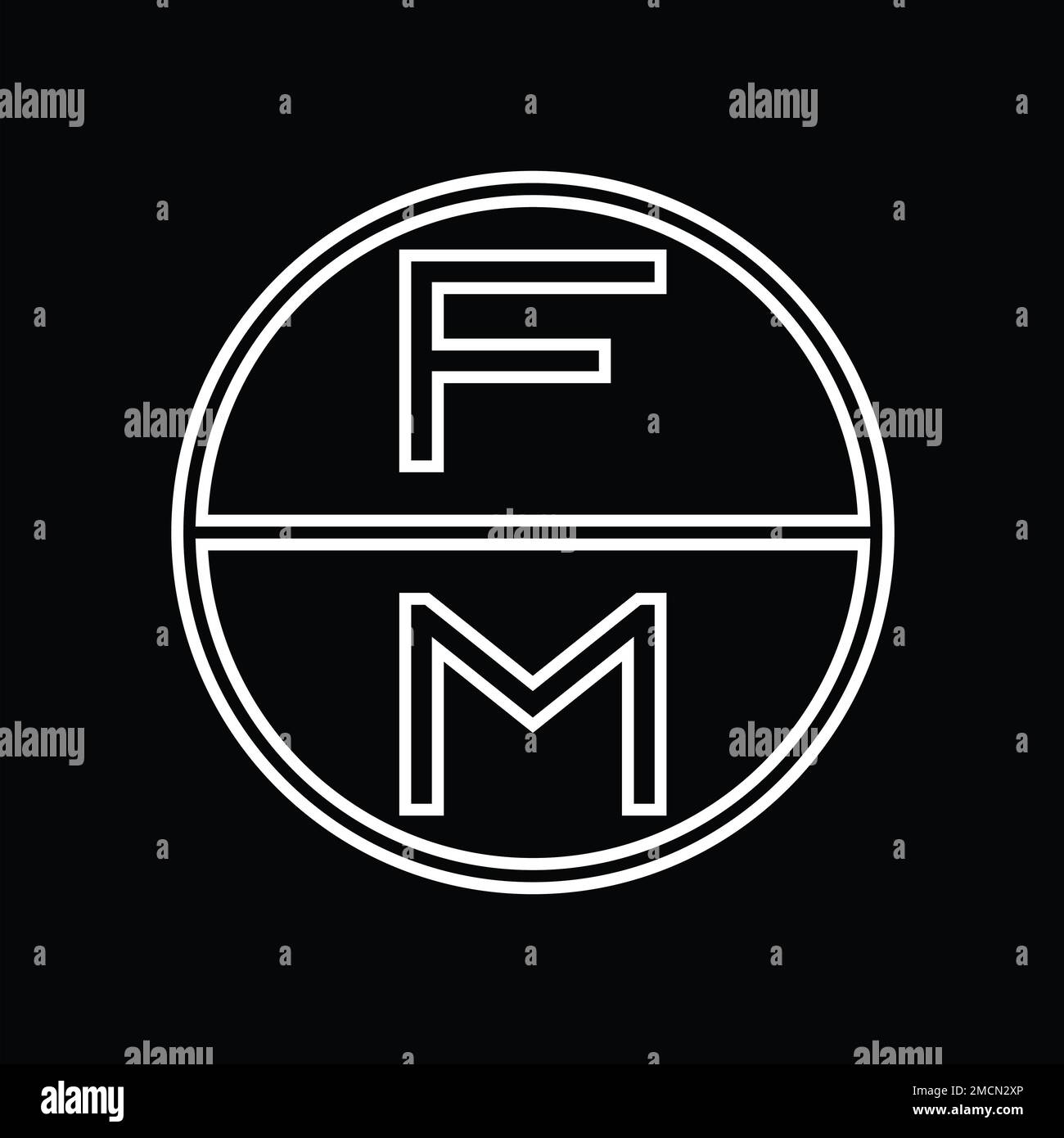 MF Logo monogram abstract inside circle stripe vector images design ...
