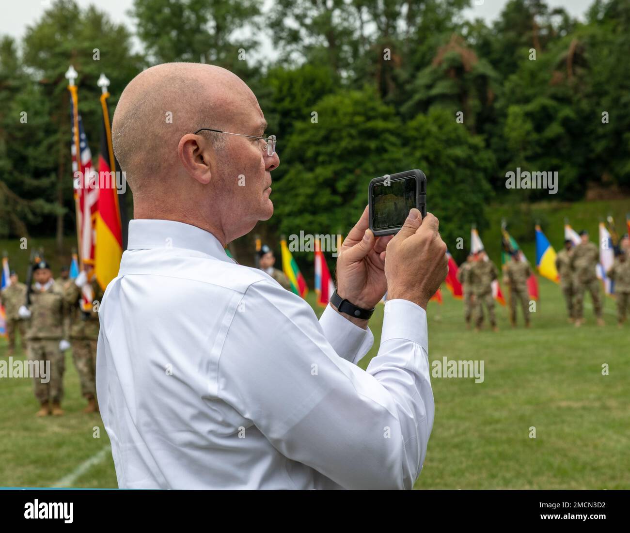 Mr. Troy Darr, Public Affairs Officer, streams live video during the ...