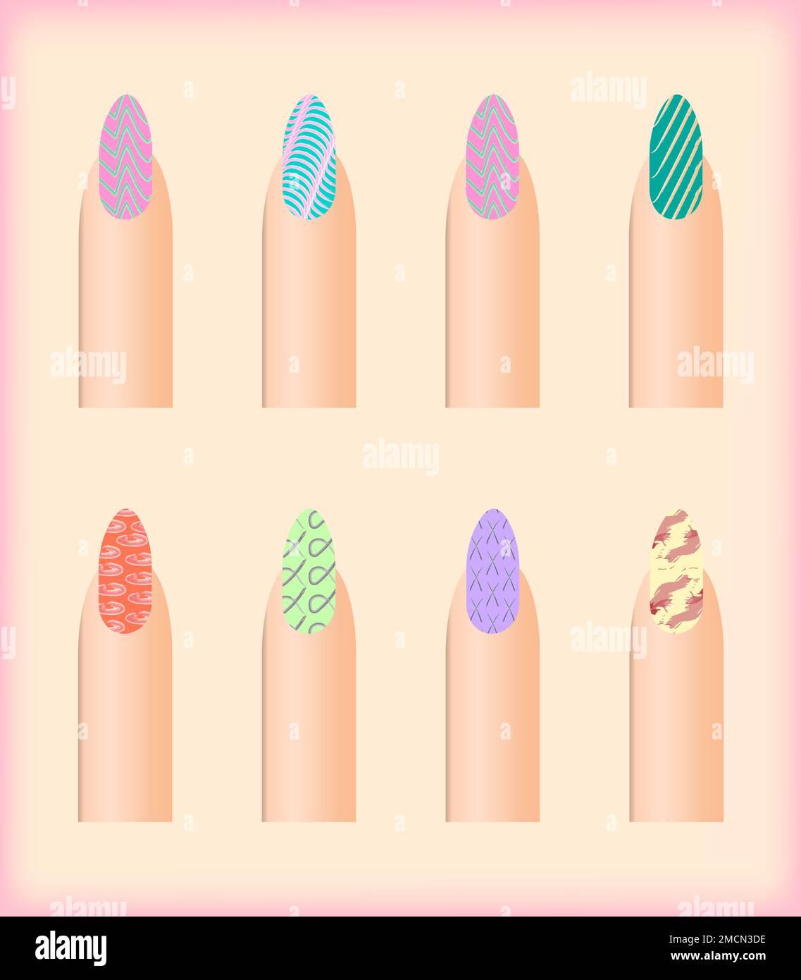 Collection of done manicure illustrations acrylic nail art design ...