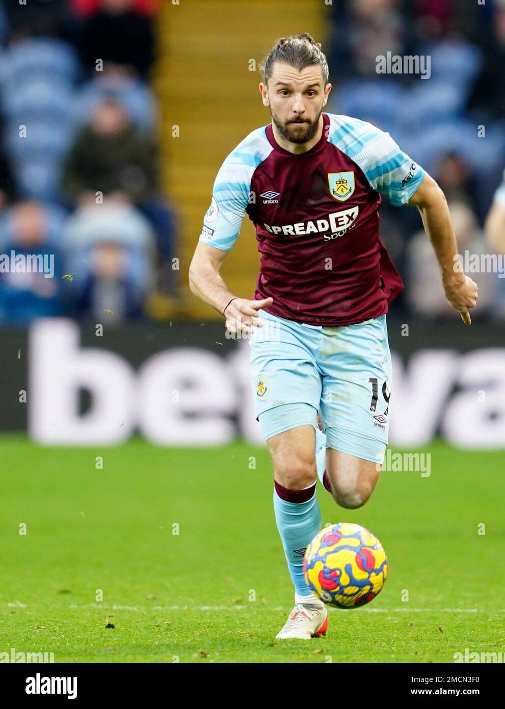 Burnley's Jay Rodriguez controls the ball during the English Premier ...