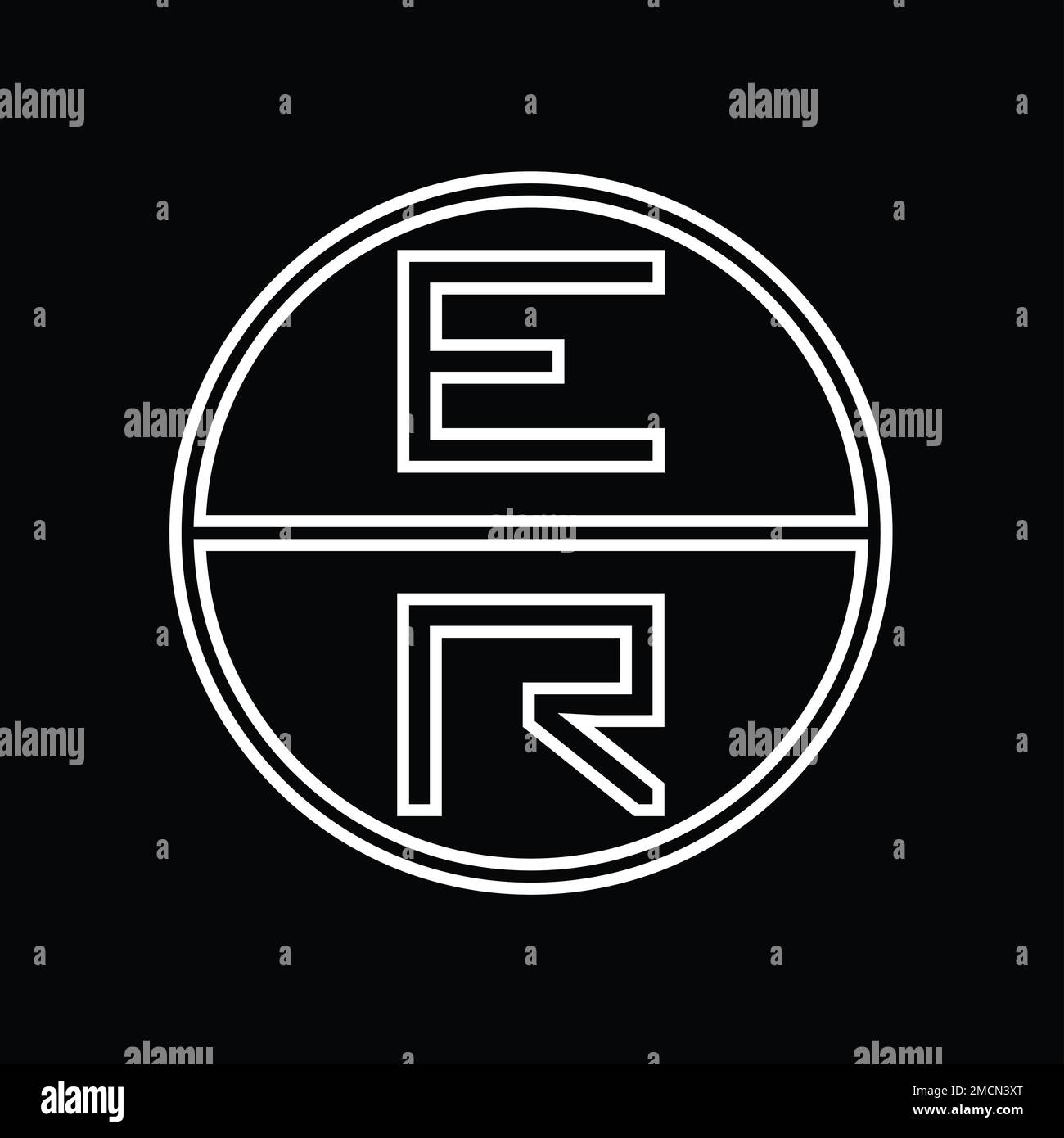 RE Logo monogram abstract inside circle stripe vector images design ...