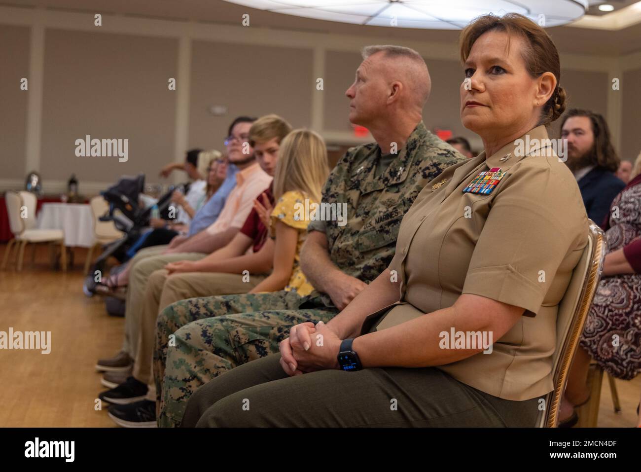 U.S. Marine Corps Col. Amy Ebitz, 2d Marine Expeditionary Brigade, sits ...