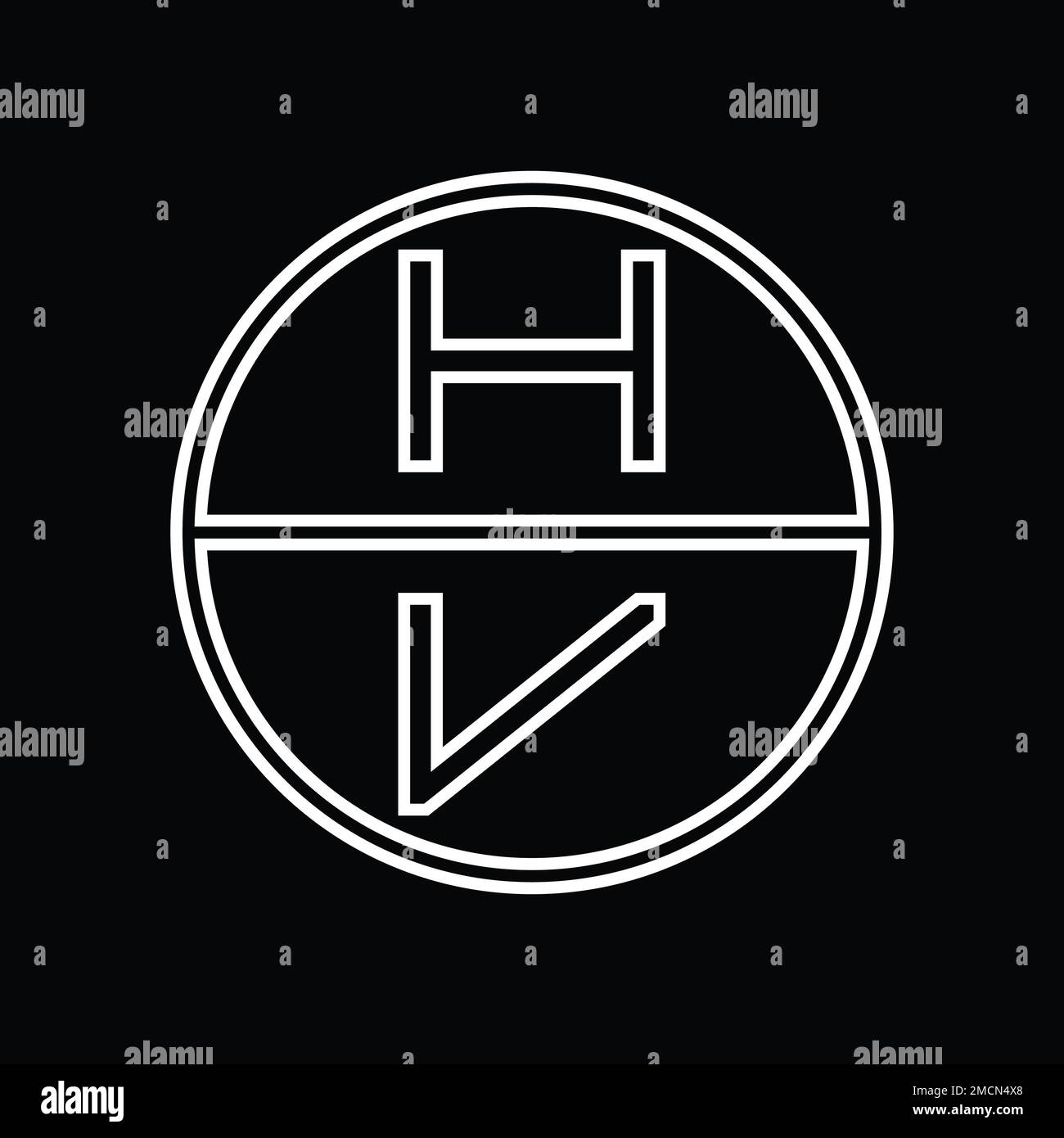 VH Logo monogram abstract inside circle stripe vector images design ...