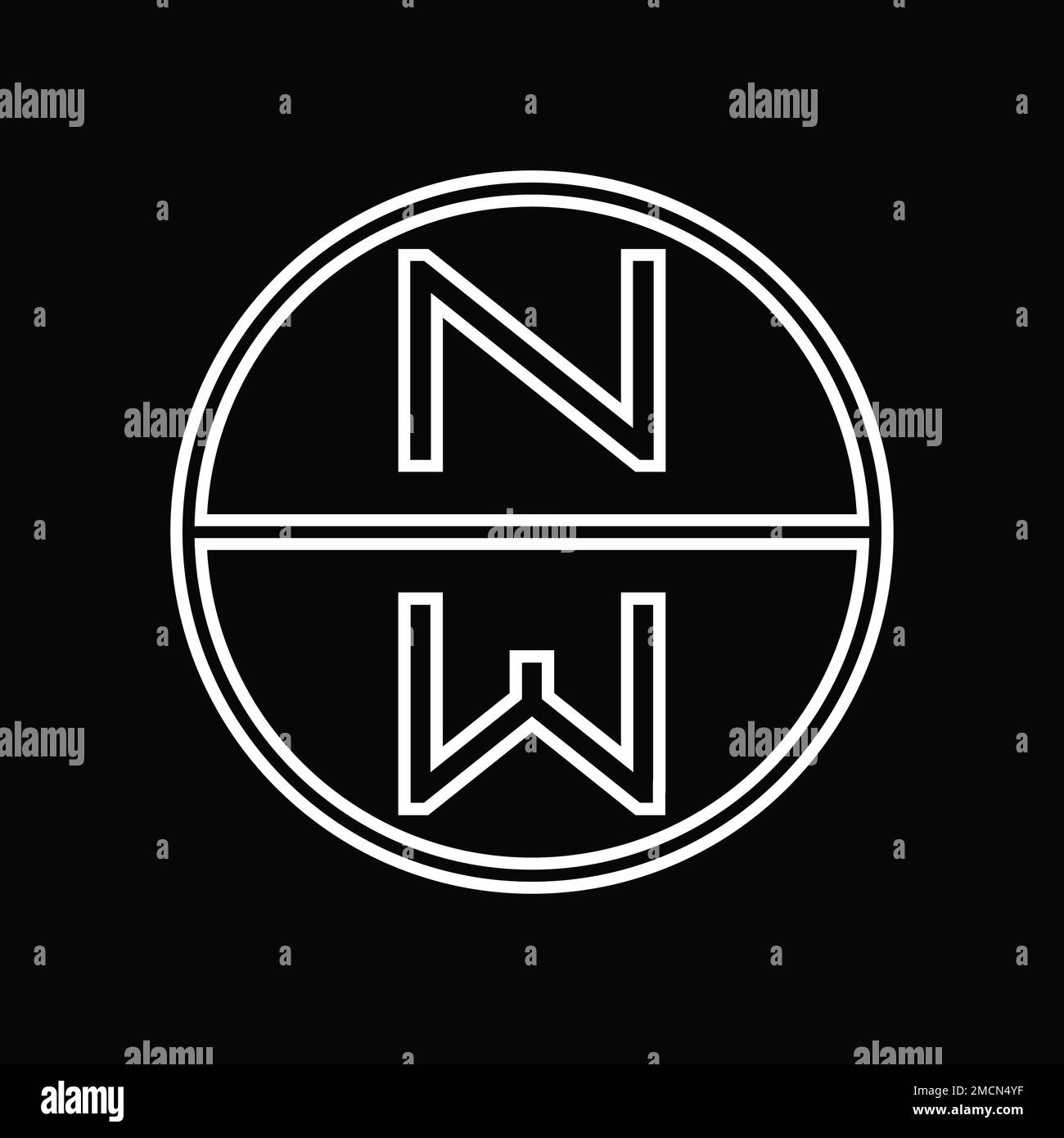 WN Logo monogram abstract inside circle stripe vector images design ...