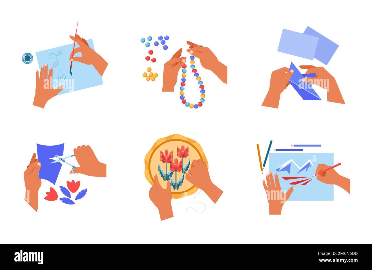Handmade art or craft human hands hobby isolated icons Stock Vector ...