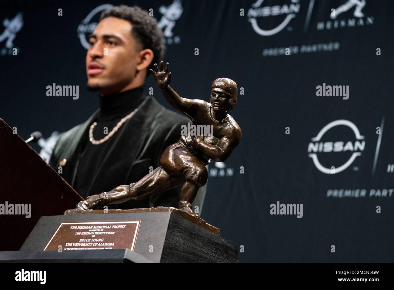 Alabama quarterback Bryce Young speaks during a news conference after ...