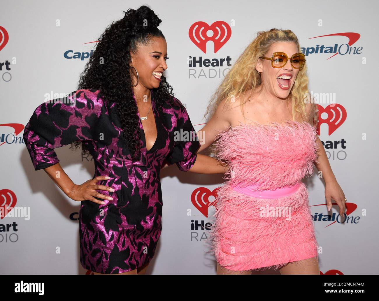 Renée Elise Goldsberry, left, and Busy Philipps attend Z100's ...