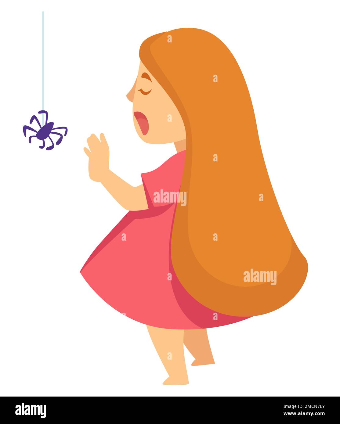 Childish phobia or fear girl and spider nightmare sleeping Stock Vector ...