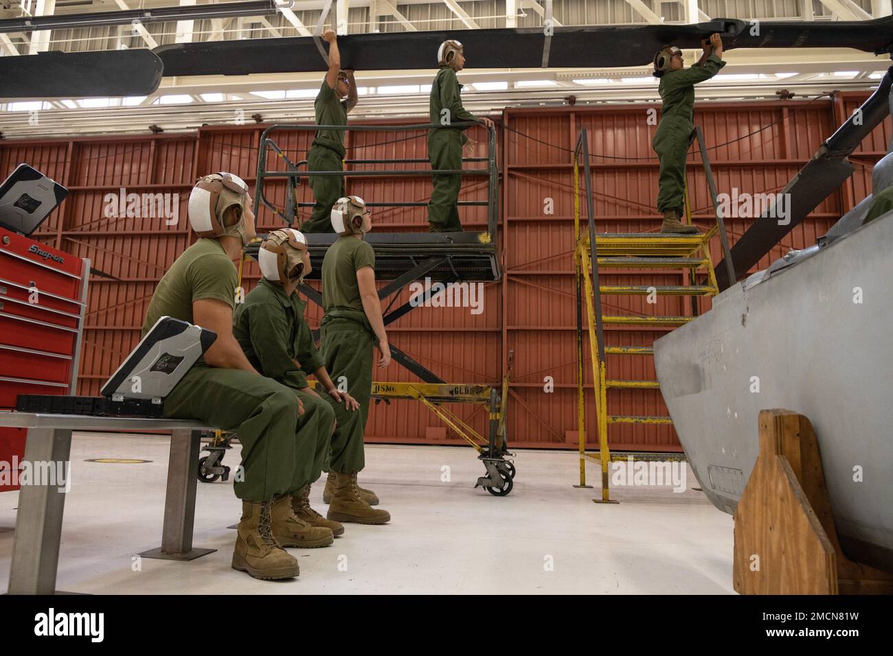 U.S. Marine students with the Center for Naval Aviation Technician ...