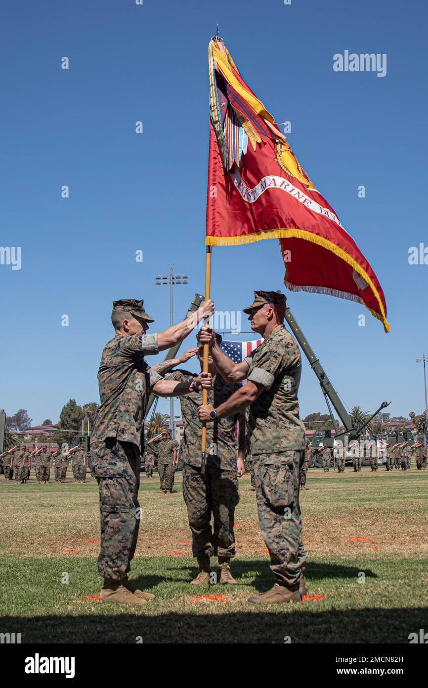 U.S. Marine Corps Maj. Gen. Roger B. Turner (right), the outgoing ...