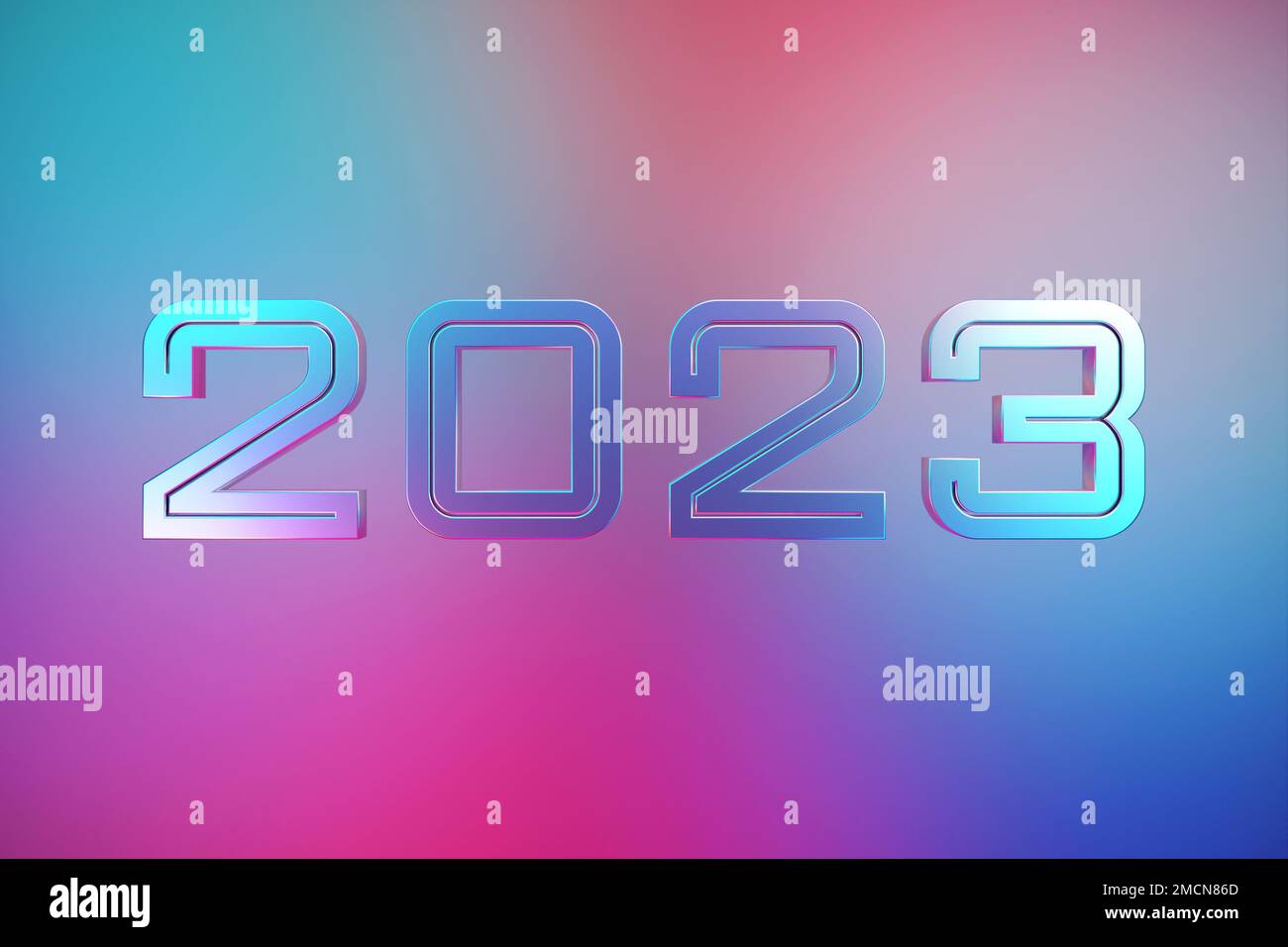 Calendar header number 2023 on pink and blue background. Happy new year ...