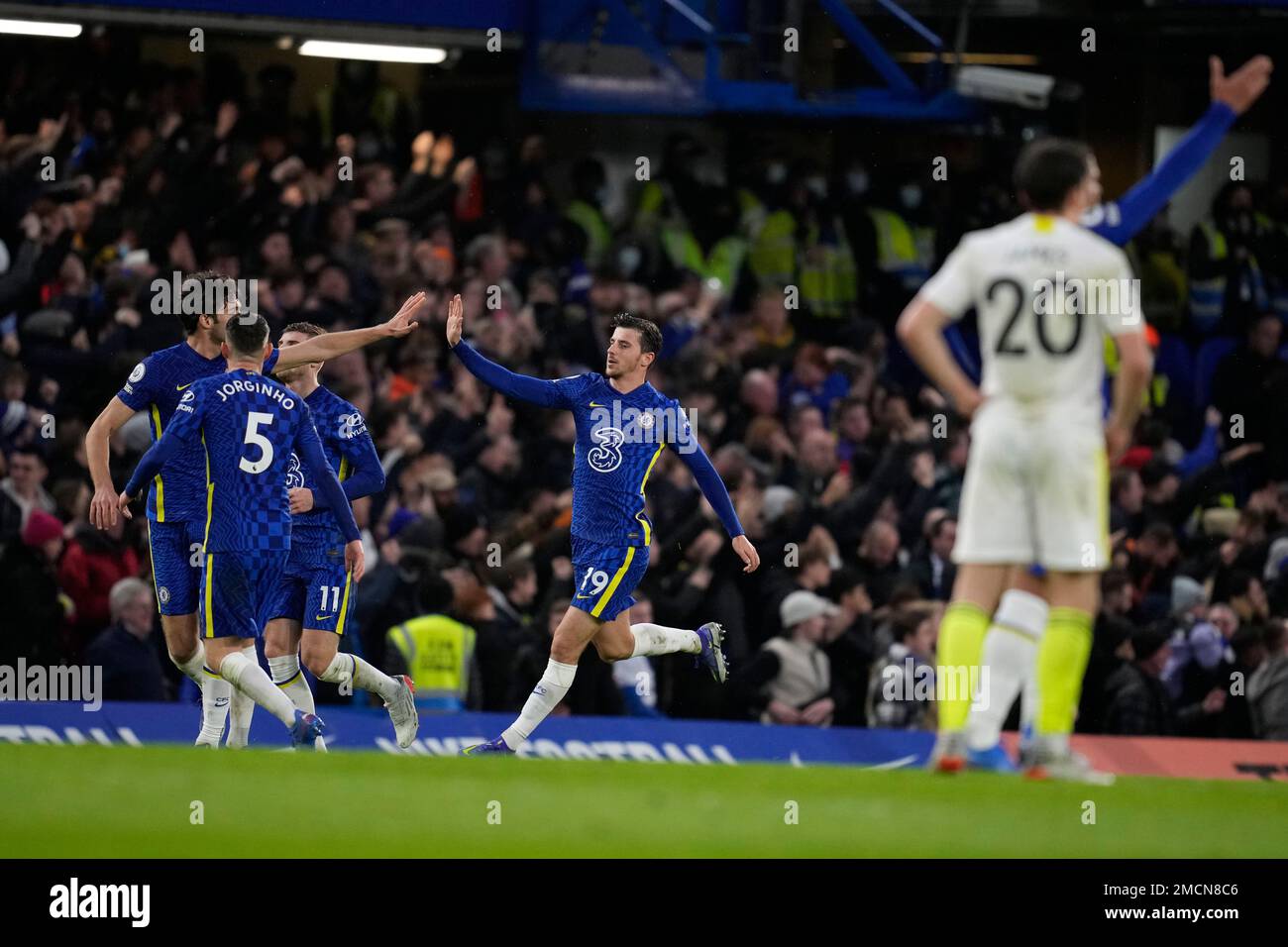 Chelsea's Mason Mount celebrates after scoring his side's first goal ...