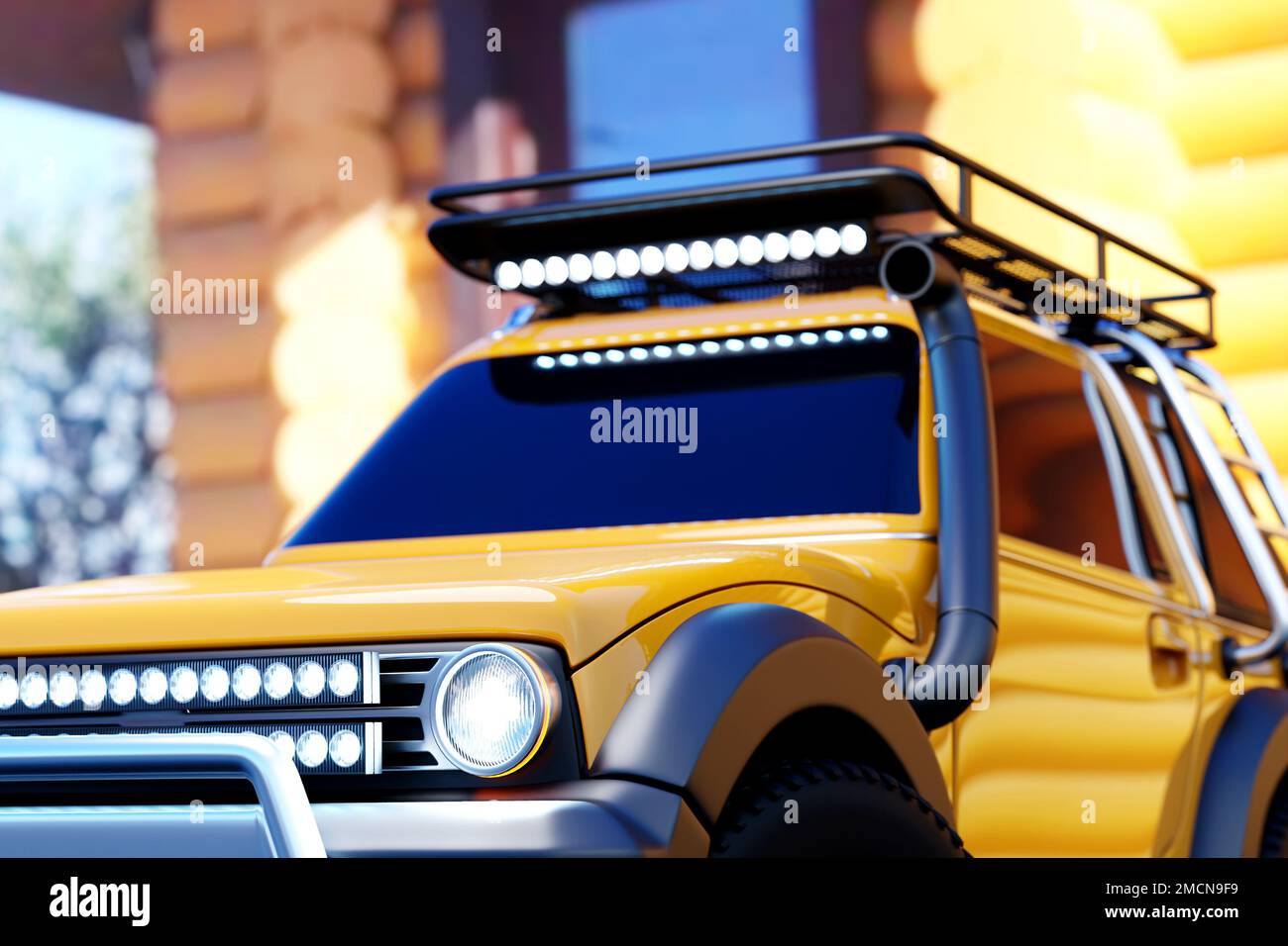 A powerful yellow Off-road car 4x4, safari, expedition off-roader ...