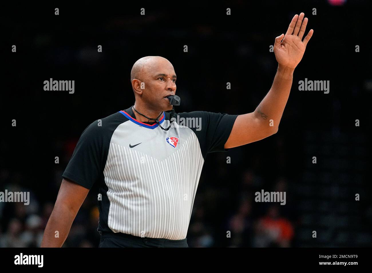 NBA referee Kevin Cutler (34) during the second half of an NBA ...