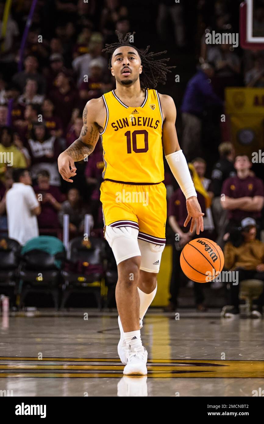 Arizona State guard Frankie Collins (10) drives down court in the ...