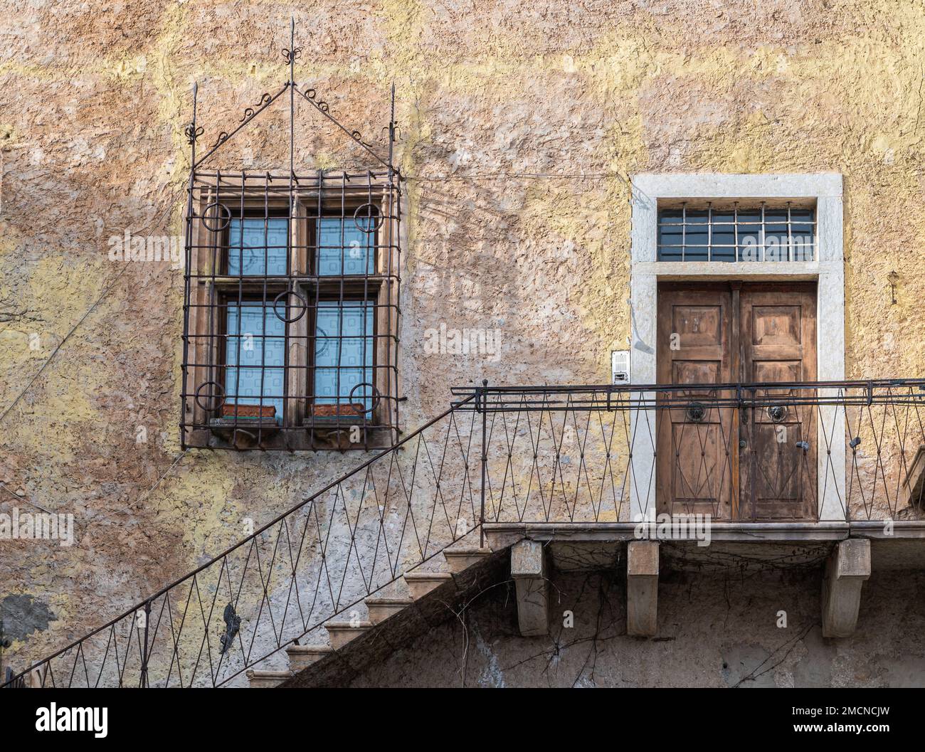 The medieval Casez Castle (or Palazzo Concini) XV century- details of ...