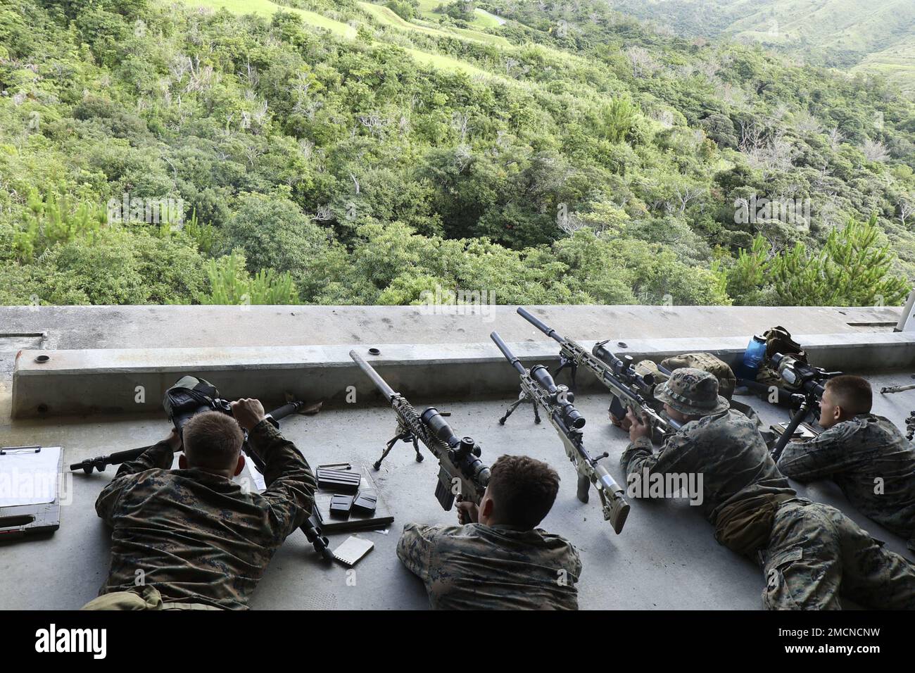 U.S. Marines with 3d Reconnaissance Battalion, 3d Marine Division fire ...