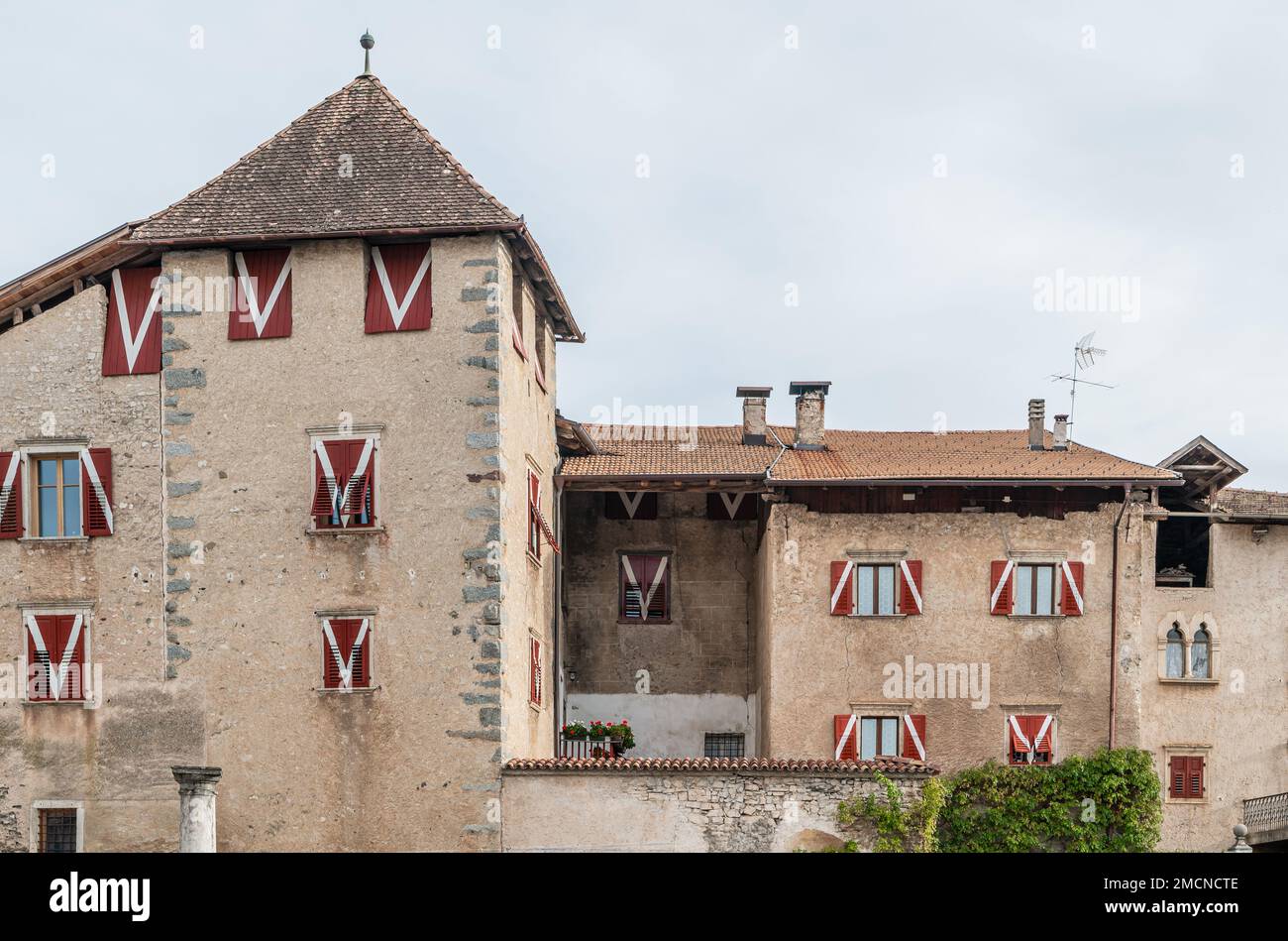 The medieval Casez Castle (or Palazzo Concini) XV century- details of ...
