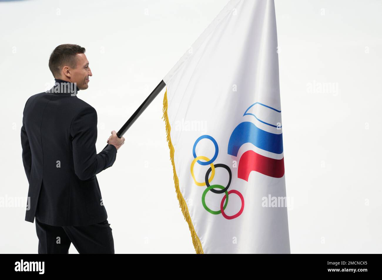 Russian Olympic Champion, cross-country skier Alexander Legkov holds ...