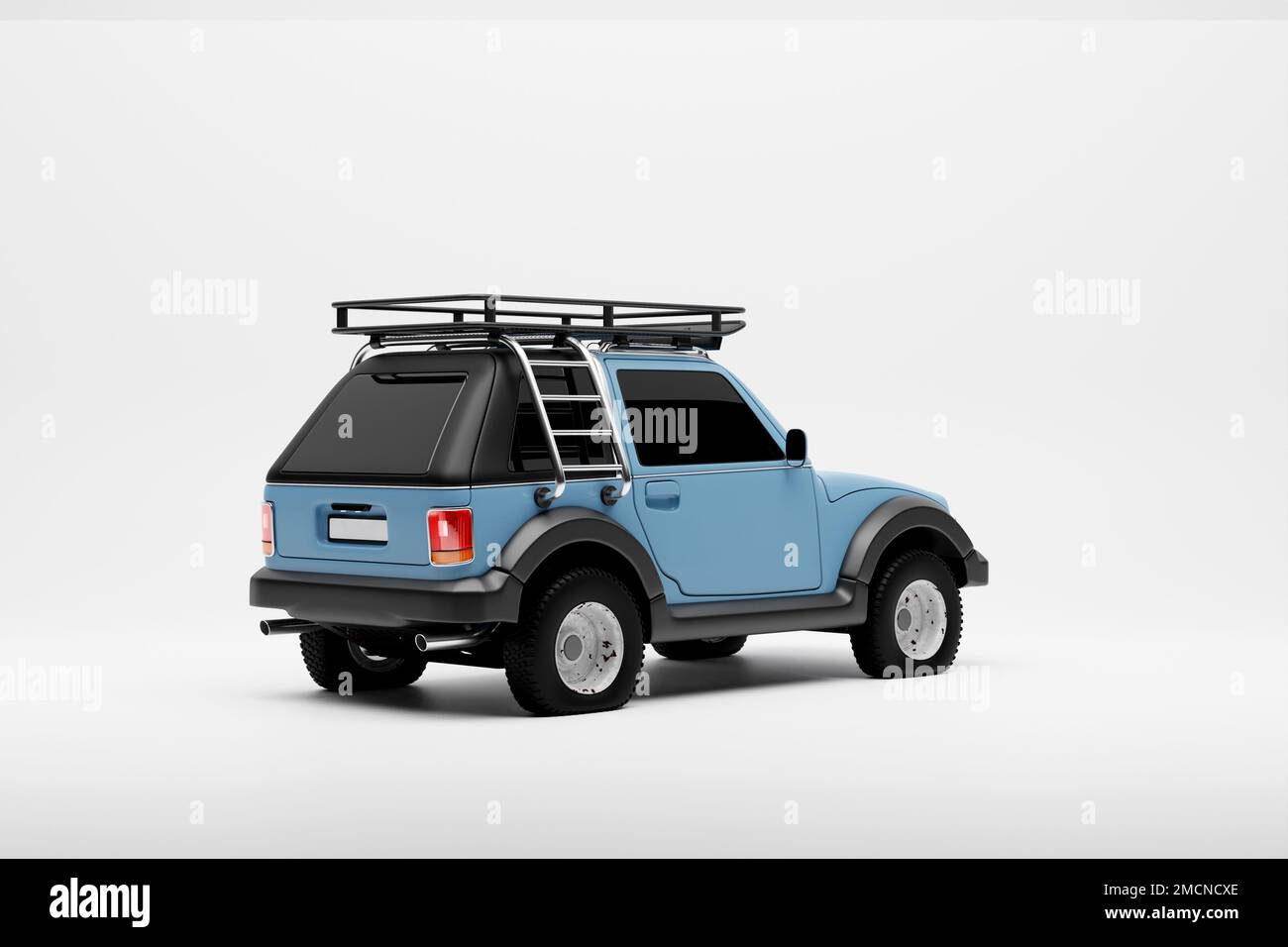 A powerful blue Off-road car 4x4, safari, expedition off-roader, back ...
