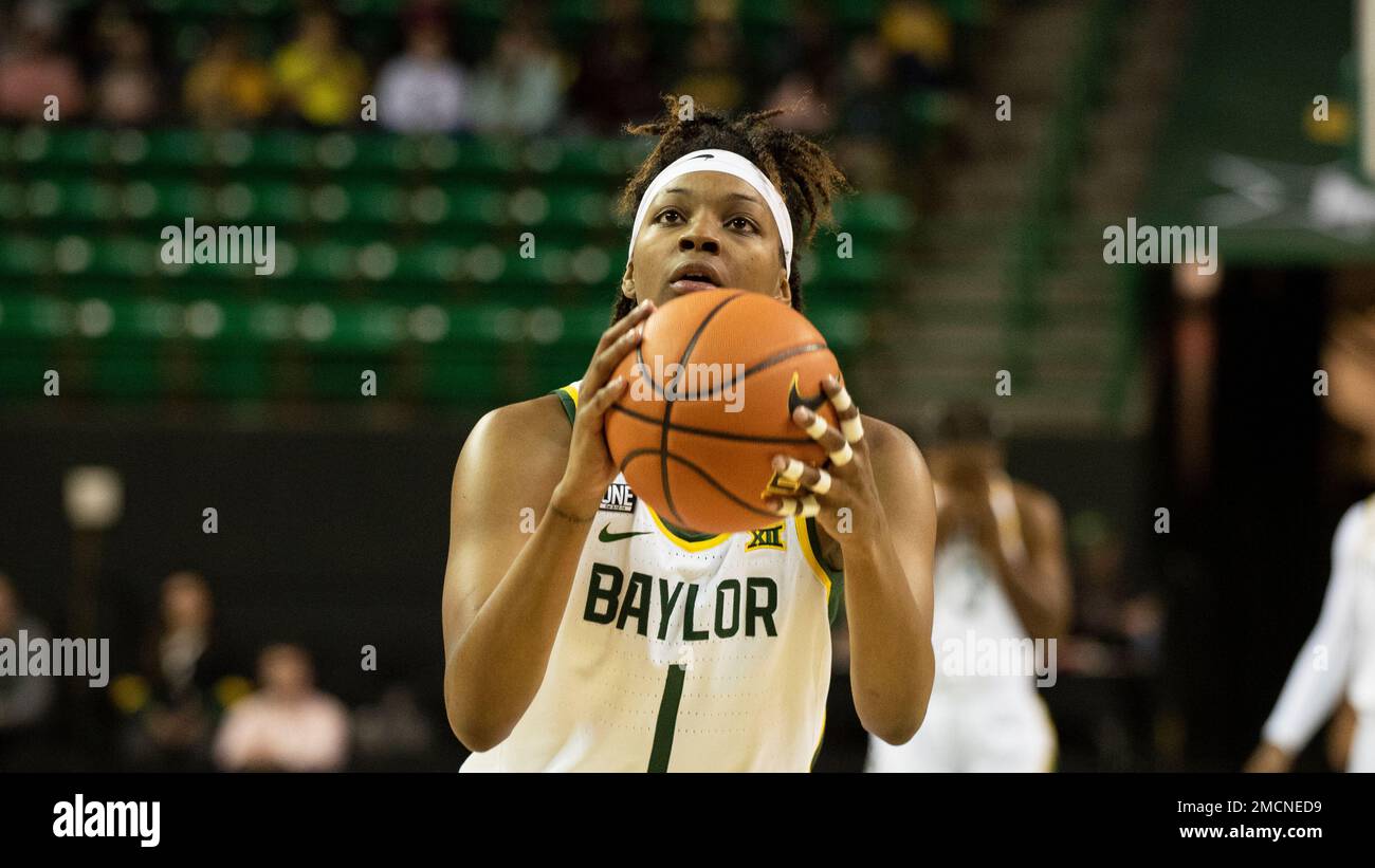Baylor forward NaLyssa Smith (1) shoots a free throw in the first half ...