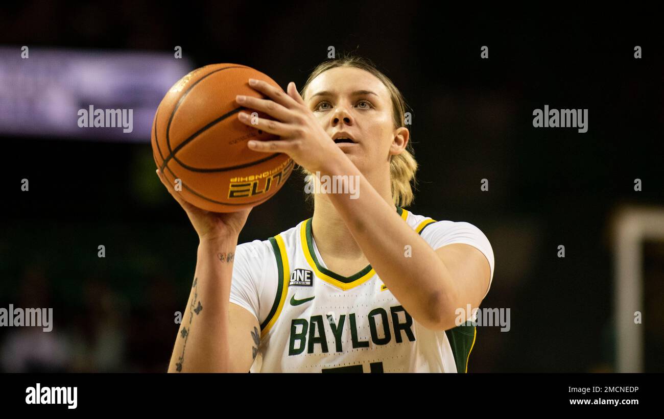 Baylor forward Caitlin Bickle (51) shoots a free throw in the first ...