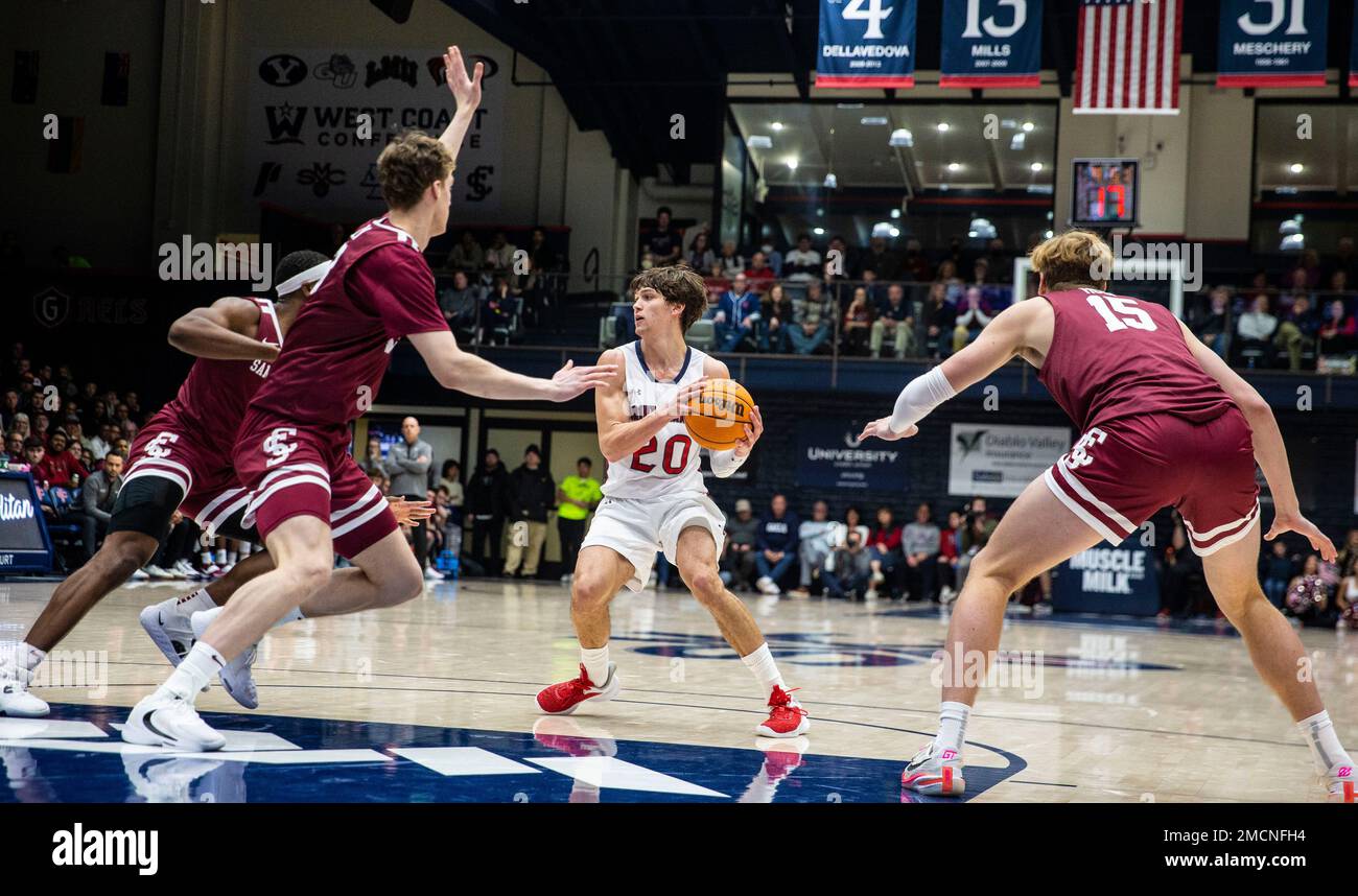 Moraga, CA U.S. 21st Jan, 2023. A. St. Mary's Gaels guard Aidan Mahaney ...