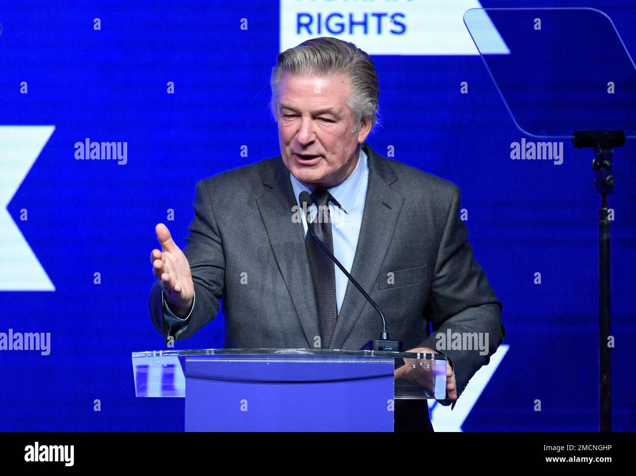 Alec Baldwin performs emcee duties at the Robert F. Kennedy Human ...