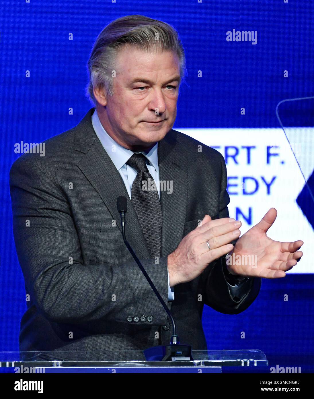 Alec Baldwin performs emcee duties at the Robert F. Kennedy Human ...
