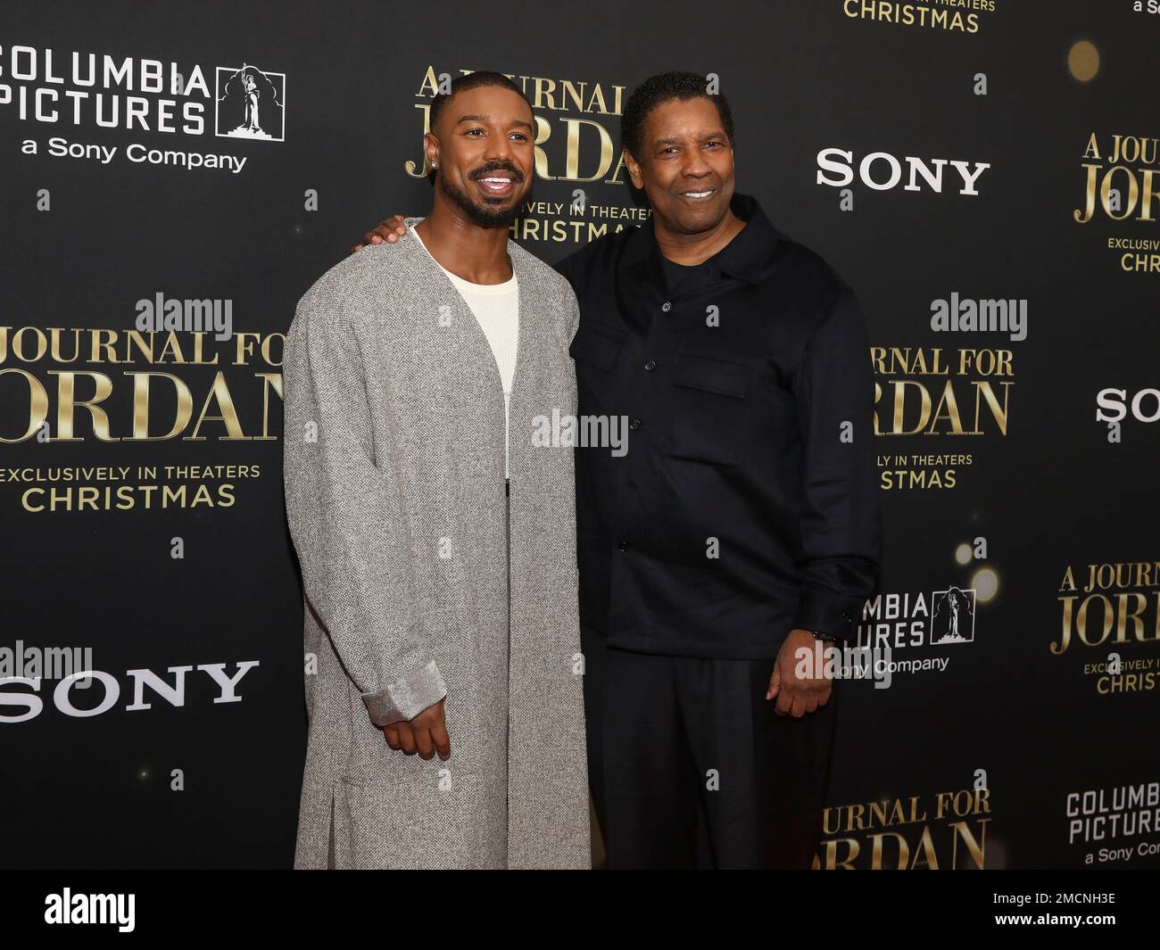 Actor Michael B. Jordan, left, and director Denzel Washington, right ...