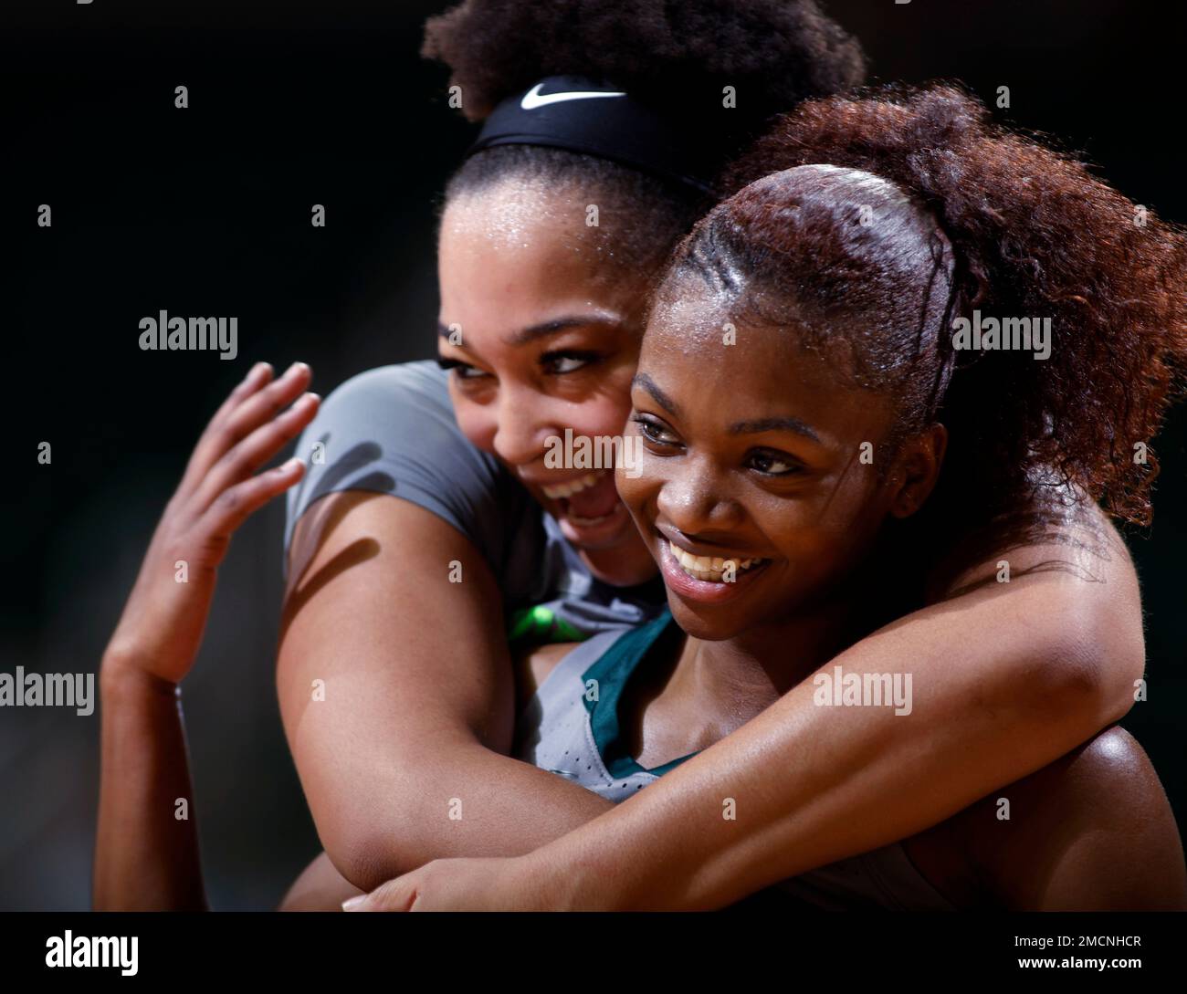 Michigan State's Nia Clouden, right, and Taiyier Parks celebrate ...