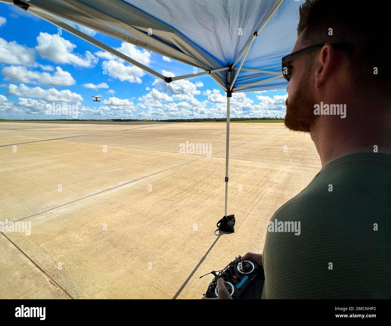 Luke Reddaway, a LIFT team member, pilots the Hexa aircraft via remote ...