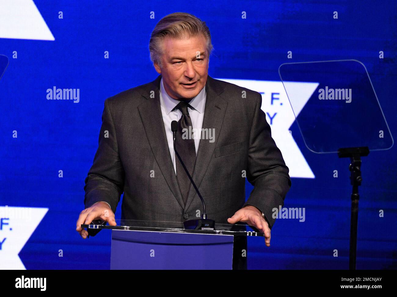 Alec Baldwin speaks at the Ripple of Hope Award Gala at New York Hilton ...