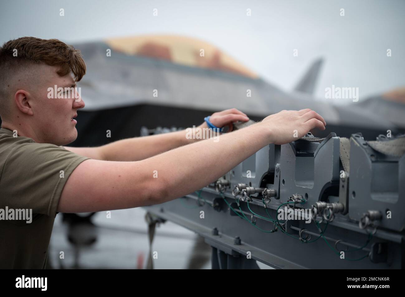 A U.S. Airman assigned to the 90th Aircraft Maintenance Unit ...